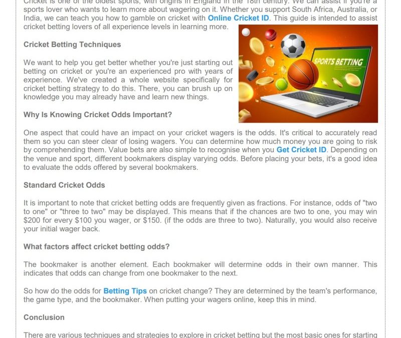 Live Cricket Betting Odds - Axycube Solutions Pvt Ltd.